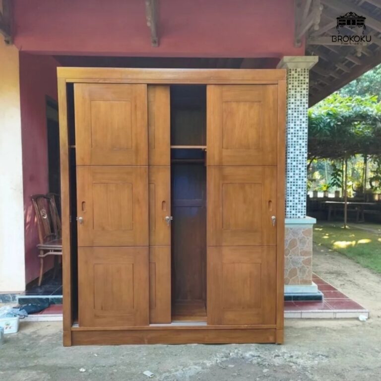 Jual Lemari baju 2 pintu kayu jati minimalis simple BHF-100 | Brokoku