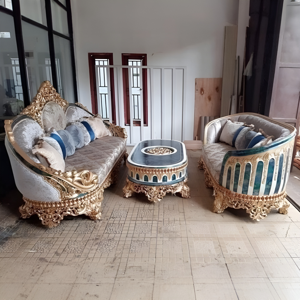 Jual Set kursi tamu jati minimalis jengki 321+meja BHF-112 | Brokoku