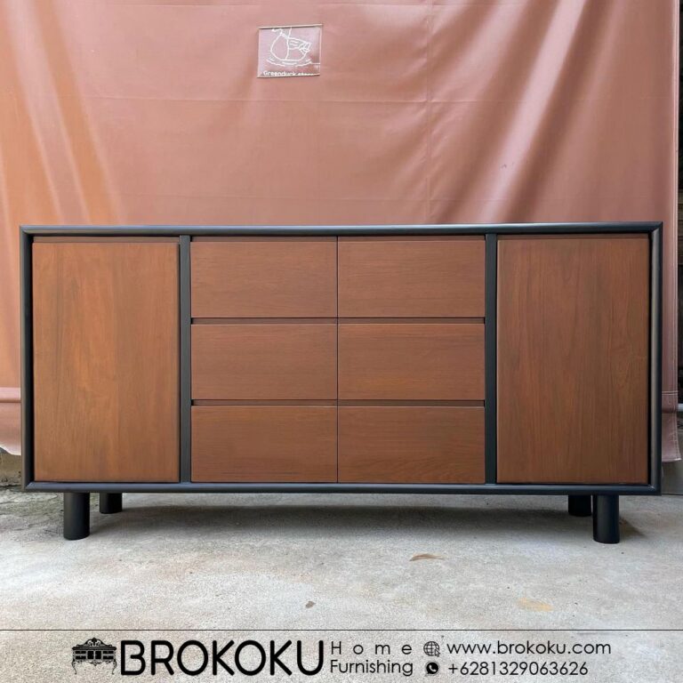 Jual Bufet jati minimalis pendek 3 laci 2 pintu BHF-107 | Brokoku