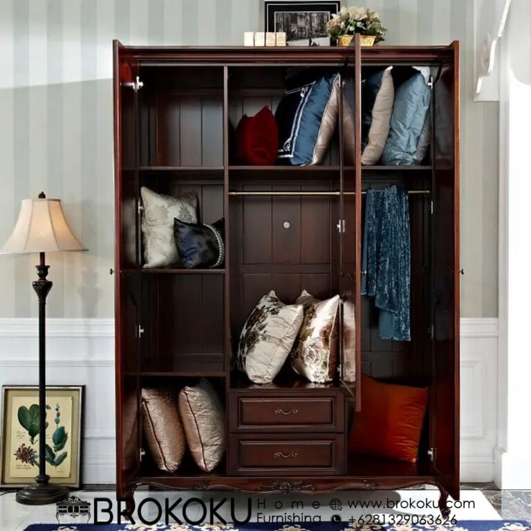 Jual Lemari baju 2 pintu kayu jati minimalis simple BHF-100 | Brokoku