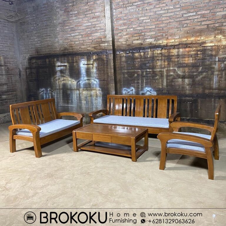 Jual Set kursi tamu minimalis kayu jati skandinavian 211 BHF-200 | Brokoku