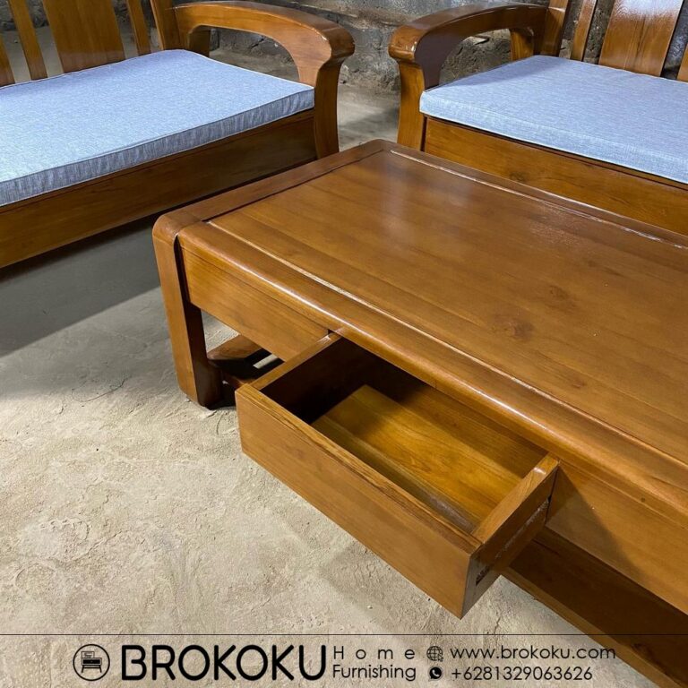 Jual Set kursi tamu jati minimalis sedan 321+meja BHF-185 | Brokoku