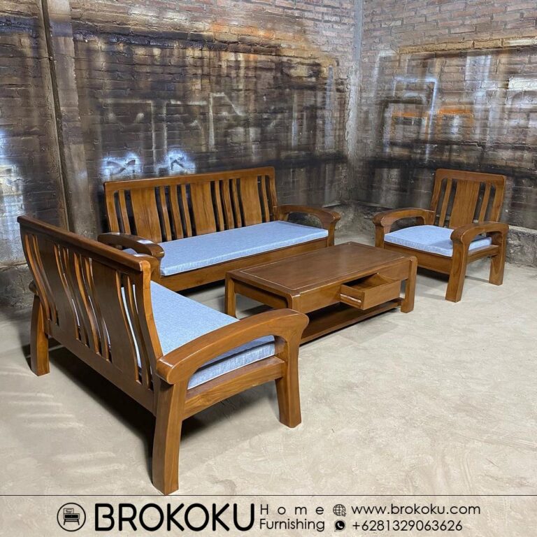 Jual Set kursi tamu jati minimalis sedan 321+meja BHF-185 | Brokoku