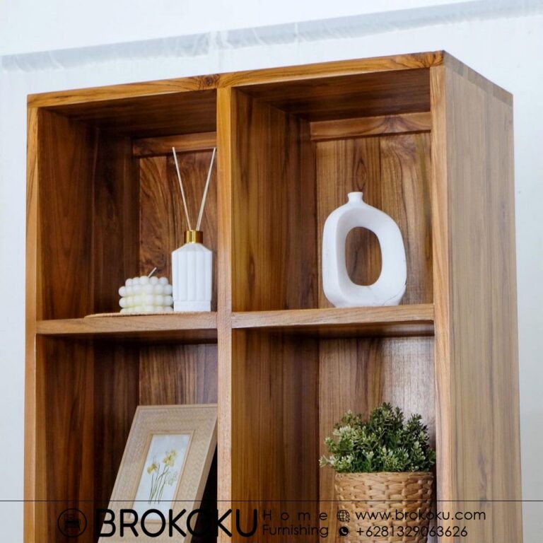 Jual Rak kayu jati minimalis pajangan, buku & partisi BHF-101 | Brokoku