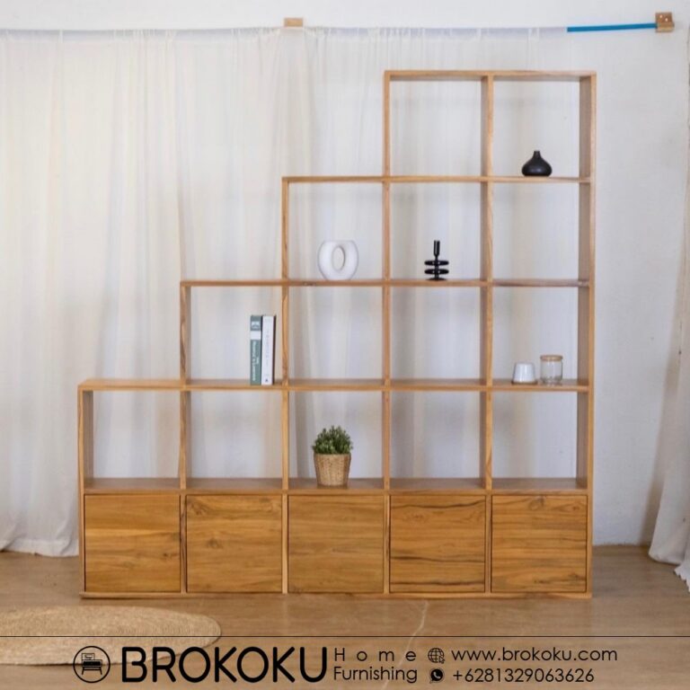 Jual Rak pajangan kayu jati aksesoris dan buku BHF-249 | Brokoku
