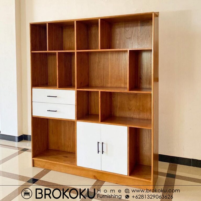 Jual Rak kayu jati minimalis pajangan, buku & partisi BHF-101 | Brokoku