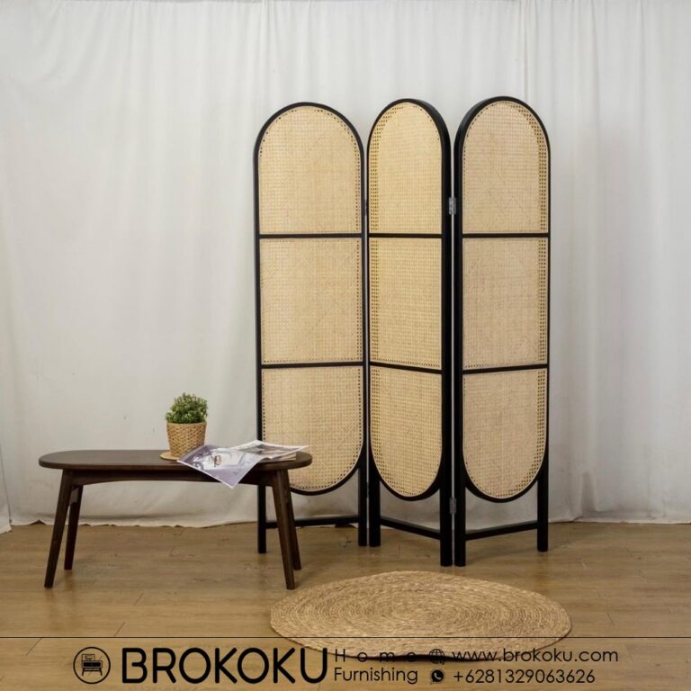 Jual Sketsel minimalis retro modern lipat jati rotan BHF-231 | Brokoku