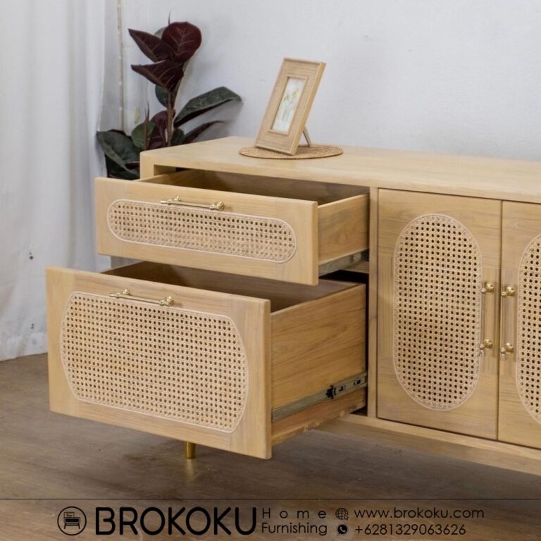 Jual Bufet kayu jati retro minimalis 2 pintu 2 laci BHF-293 | Brokoku
