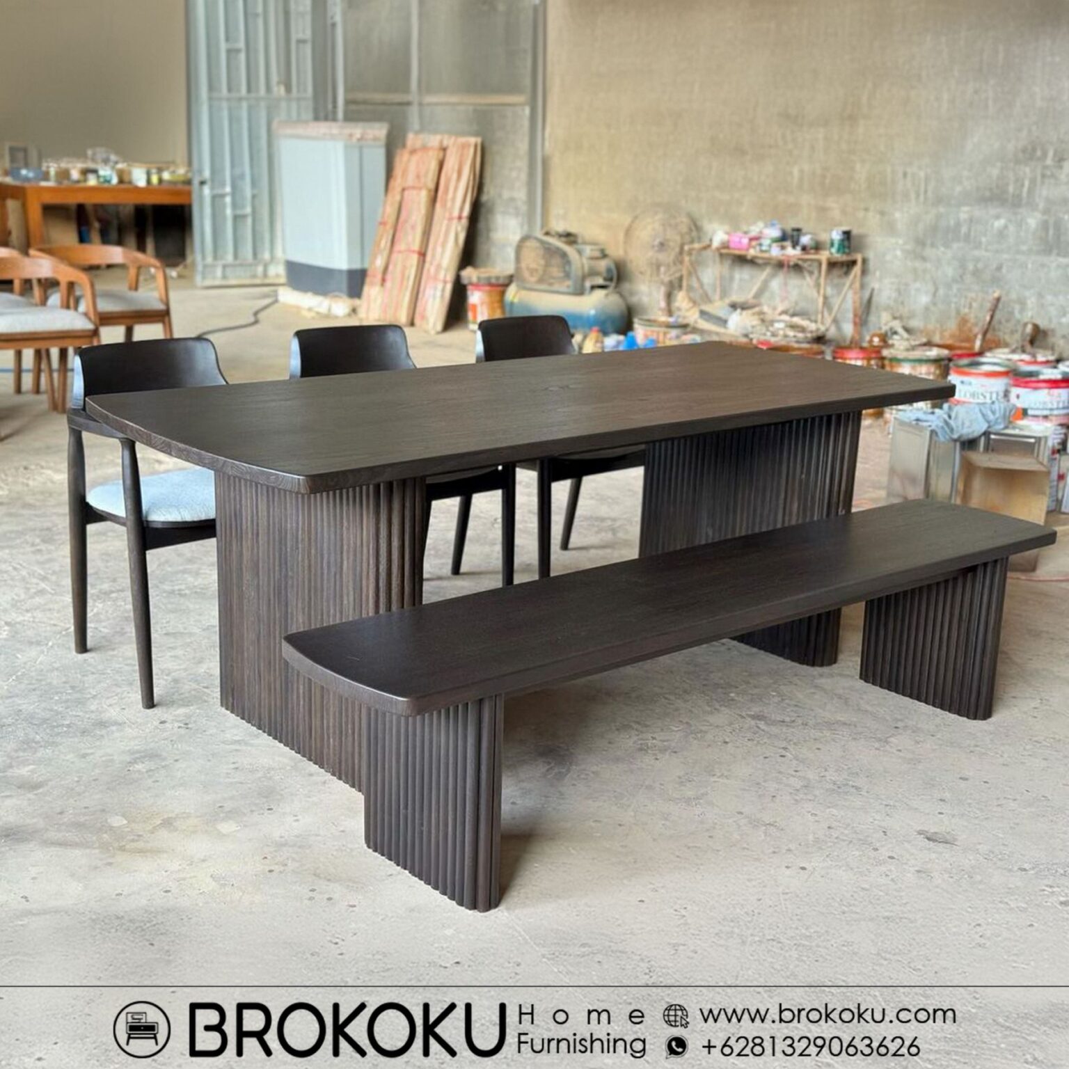 Jual meja makan Lumajang kayu jati jepara desain minimalis dan ukiran - Brokoku